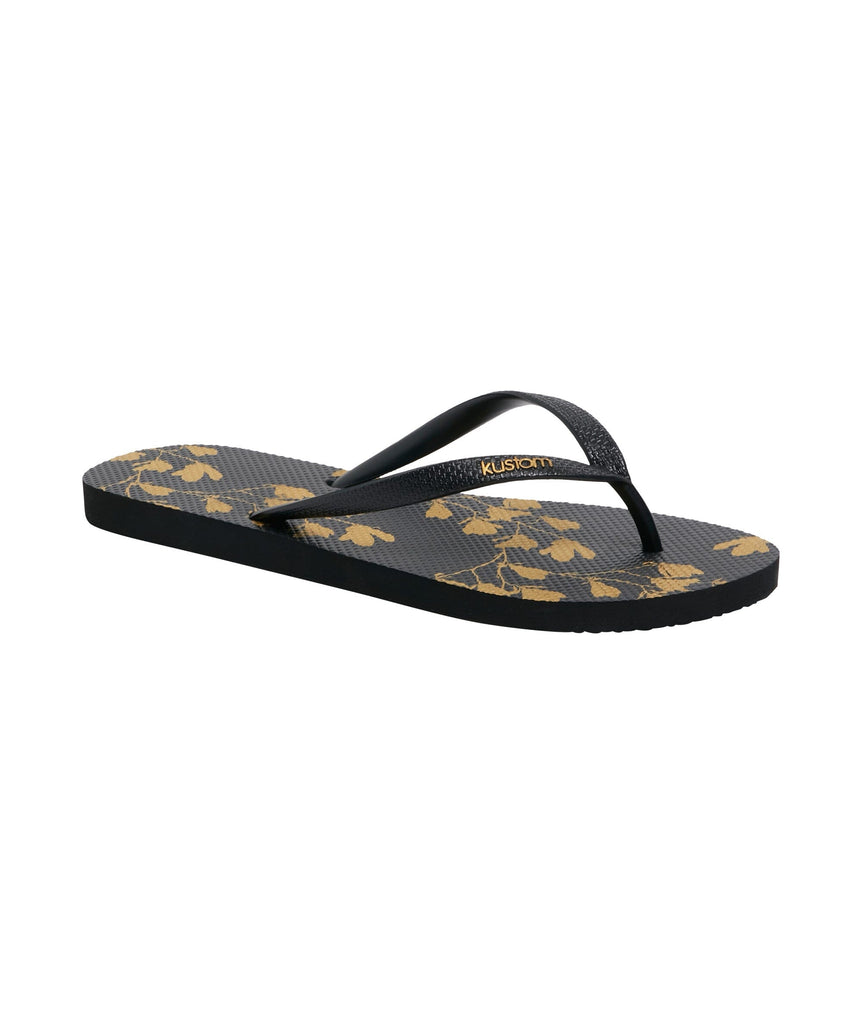 Kustom Classic Gold Floral Jandals - BaseNZ