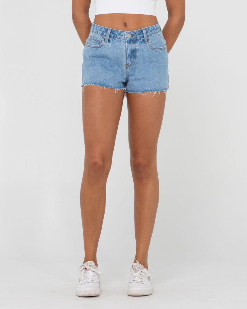 Rusty Malta Low Rise Frayed Denim Shorts - BaseNZ